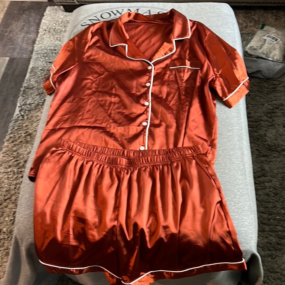 Intimates & Sleepwear | Orange Satin Pajamas | Poshmark